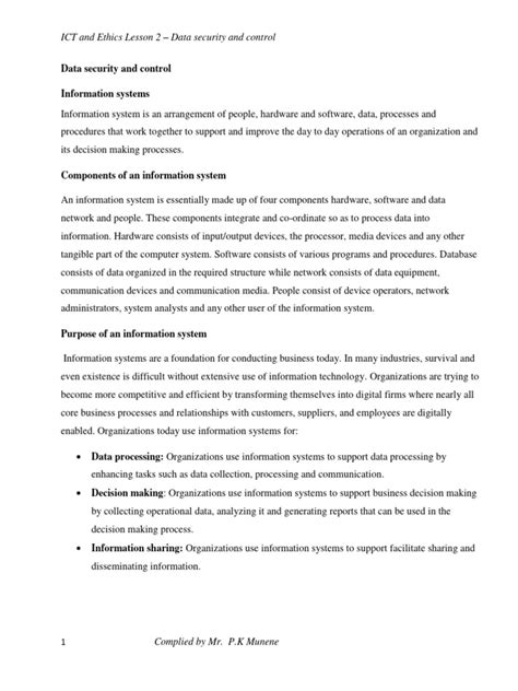 Ict Lesson 2 Data Security And Control Download Free Pdf