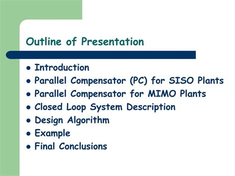 Ppt Parallel Compensator For Control Of Multivariable Systems With Difficult Plants Powerpoint