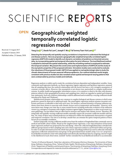 Pdf Geographically Weighted Temporally Correlated Logistic Regression Model