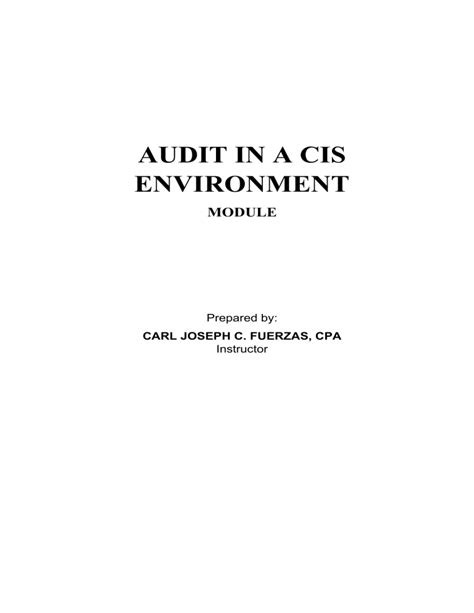 Pdfcoffee Com Audit In Cis Module Pdf Free