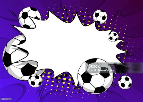 축구 공이있는 만화책 포스터 만화를 배경으로 한 축구공 배경 주제에 대한 스톡 벡터 아트 및 기타 이미지 배경 주제 축구