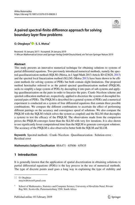 Pdf A Paired Spectral Finite Difference Approach For Solving Boundary