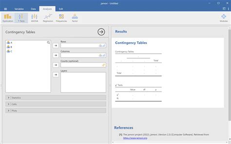 Chi Square Test For Association In Jamovi In Inferential Statistics