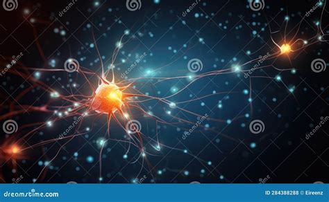 Background With Neurons And Synapse Stuctures Showing Human Brain Cells Chemistry With Place For