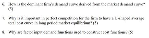 Solved 6 How Is The Dominant Firms Demand Curve Derived