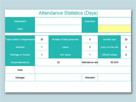 excel of attendance statistics xlsx wps free templates