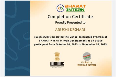 Aarushi Keshari On Linkedin Webdevelopment Internshipexperience