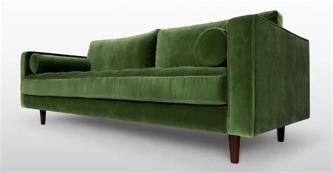 Deep Green Velvet Couch Living Room Mid Century Modern Sofa Best