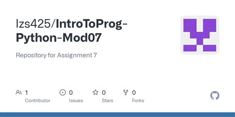 Github Lzs Introtoprog Python Mod Repository For Assignment