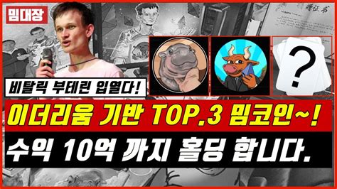 🔥 비탈릭부테린 드디어 입 열었다 이더리움 불장 시작 1000배 상승할 이더리움기반 밈코인 Top3 공개 가즈아