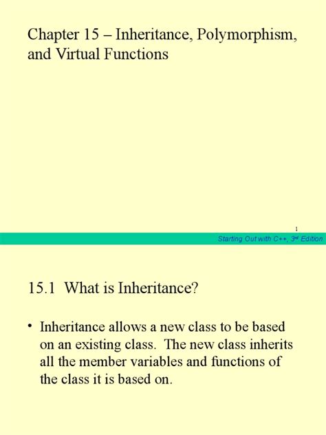 Chapter 15 Inheritance Polymorphism And Virtual Functions Pdf