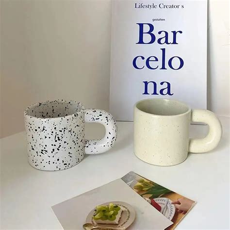 한국 스타일 세라믹 머그잔 디자인 스플래시 잉크 세라믹 컵 스팟 머그잔 간단한 커피 머그잔 커플 컵 커피 머그잔 차 음료 용기