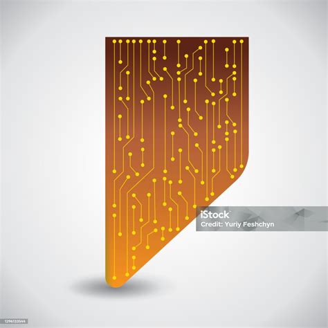 마이크로 칩 배경 칩의 벡터 마이크로프로세서 시각화 구리 접시에 노란색 납땜 방식 컴퓨터 전자 회로 기판 장치 통합 컴퓨팅 일러스트레이션 3차원 형태에 대한 스톡 벡터 아트