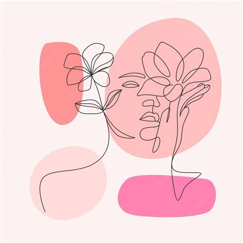 Premium Vector Woman And Floral Minimal Hand Drawn Illustration Line Art Style