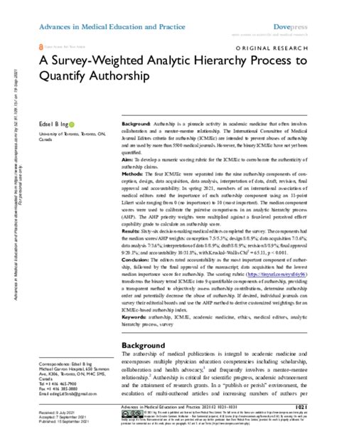 Pdf A Survey Weighted Analytic Hierarchy Process To Quantify Authorship