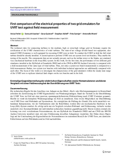 Pdf First Comparison Of The Electrical Properties Of Two Grid Emulators For Uvrt Test Against