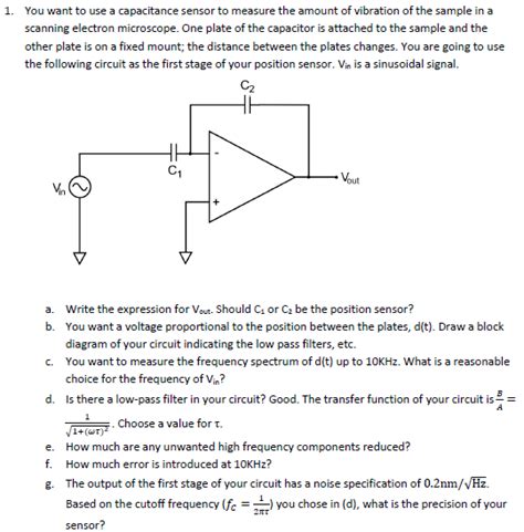Solved You Want To Use A Capacitance Sensor To Measure The Chegg Com