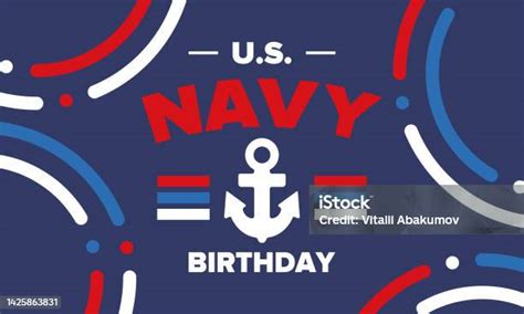 미국 해군 생일 미국에서 휴가 미국 해군 군대의 해군 전쟁 지점 10월 13일에 경축 앵커 기호입니다 애국 적인 요소 포스터 카드 배너 벡터 10월에 대한 스톡 벡터 아트