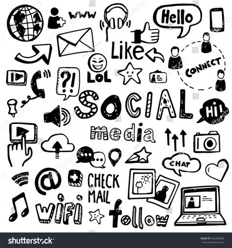 벡터 낙서 소셜 미디어 연결성 스톡 벡터로열티 프리 466466399 Shutterstock