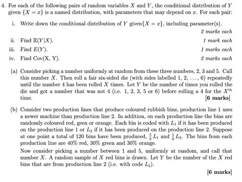 Solved For Each Of The Following Pairs Of Random Variables X