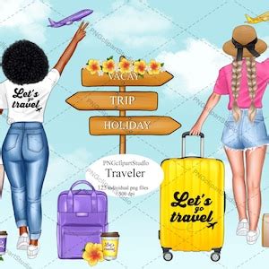 Travel Girl Clipart Travel Clipart Etsy