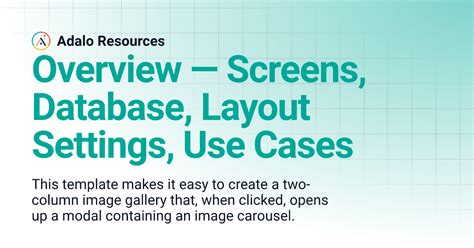 Overview — Screens Database Layout Settings Use Cases Adalo Resources