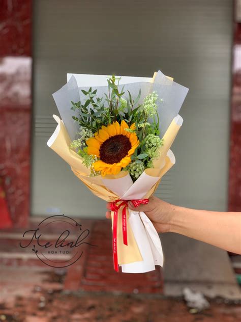 Bó Mini 1 Bông Hướng Dương Hoa Tươi Mê Linh