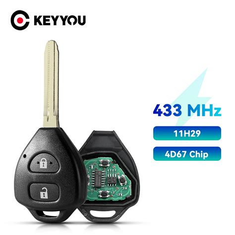 Дистанционный ключ KEYYOU с 2 кнопками, брелок 433 МГц с чипом 4D67 ...