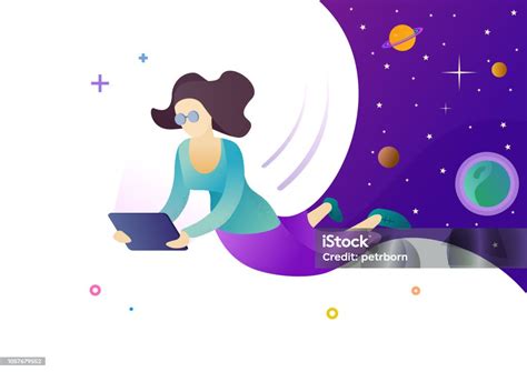 노트북에서 일 하는 여자 계획 회의 온라인 채팅 소셜 네트워크 온라인 쇼핑 항공권 예약 여자에 대한 스톡 벡터 아트 및 기타 이미지 Istock