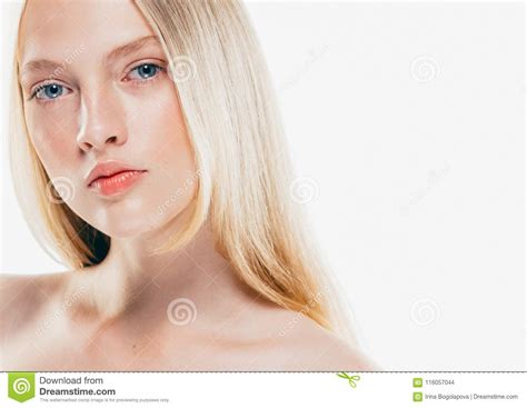 Beauty Woman Face Portrait Close Up Beautiful Model Girl With P Stock