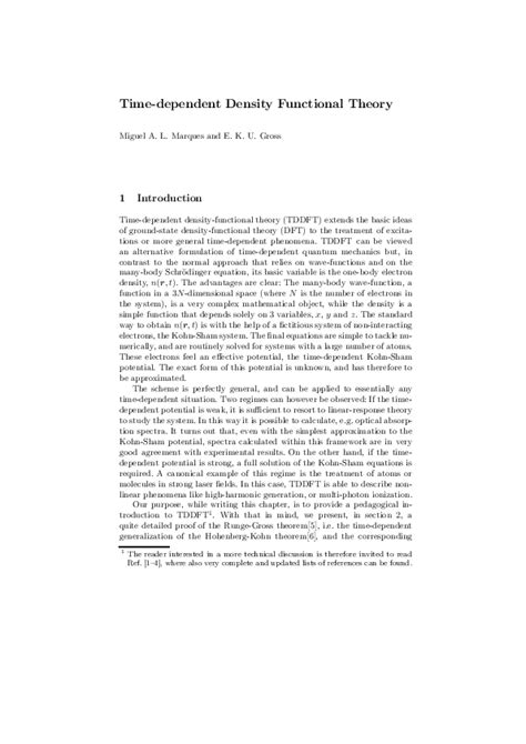 Pdf Time Dependent Density Functional Theory
