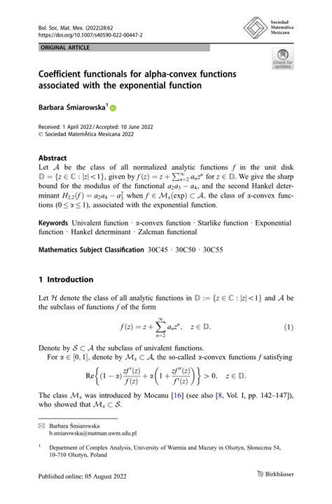 Full Article Coefficient Functionals For Alpha Convex Functions