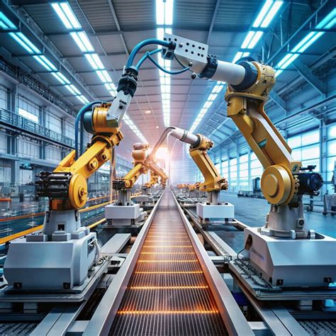 Smart Manufacturing Robots On The Assembly Line Premium Ai Generated Image