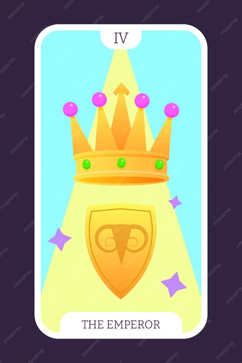 The Emperor 타로 만화 플랫 카드 템플릿 메이저 아르카나 타로 벡터 일러스트레이션 난해한 마법과 점성술 기호가 있는