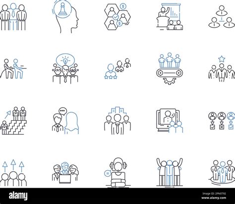 Team Building Outline Icons Collection Teamwork Collaboration Communication Bonding Trust