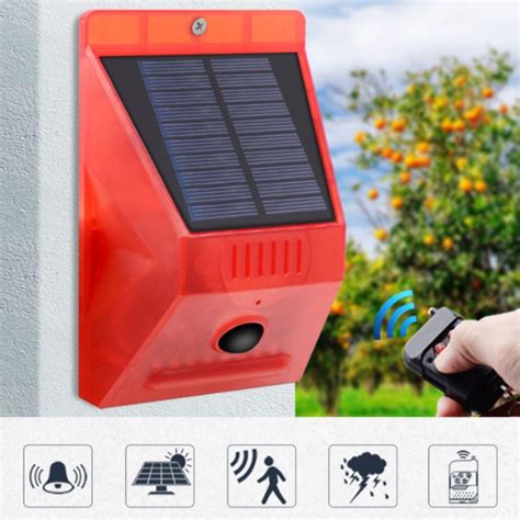 Alarm Motion Sensor Solar Anti Theft Remote Control Sound Siren Home Security Alarm Penggera