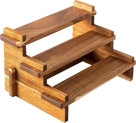 Acacia Wood Tiered Spice Rack Shelf Organizer For Cabinet