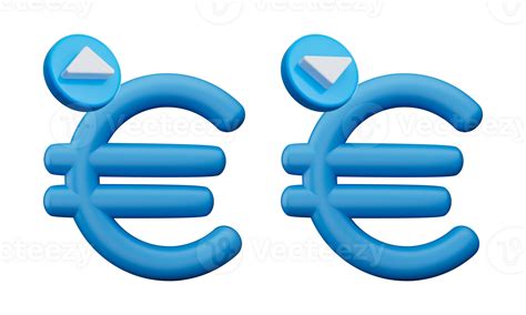 3d Simple Blue Euro Symbol Increase Decrease Icon 3d Illustration