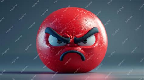 Red Angry Face Emoji With Furrowed Brows Premium Ai Generated Image
