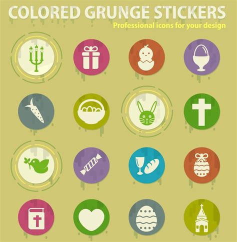 Premium Vector Easter Day Colored Grunge Icons