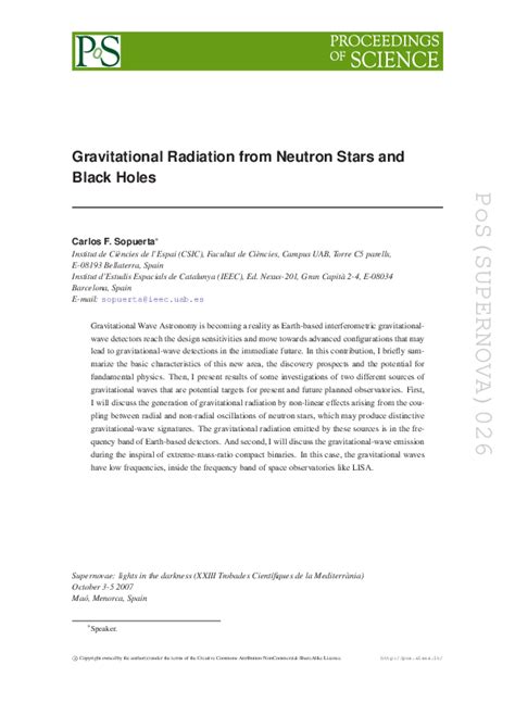 Pdf Gravitational Radiation From Neutron Stars And Black Holes