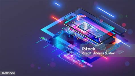 분해 된 휴대 전화의 수리 깨진 스마트 폰 전자 부품 모바일 프로세서 또는 Pcb 보드 케이스 화면 전자 부품 호버링에 칩 장치 펌웨어 데이터 복구 개념 휴대전화에 대한