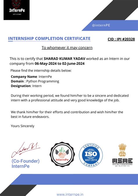 Sharad Yadav On Linkedin Python Internpe Certified