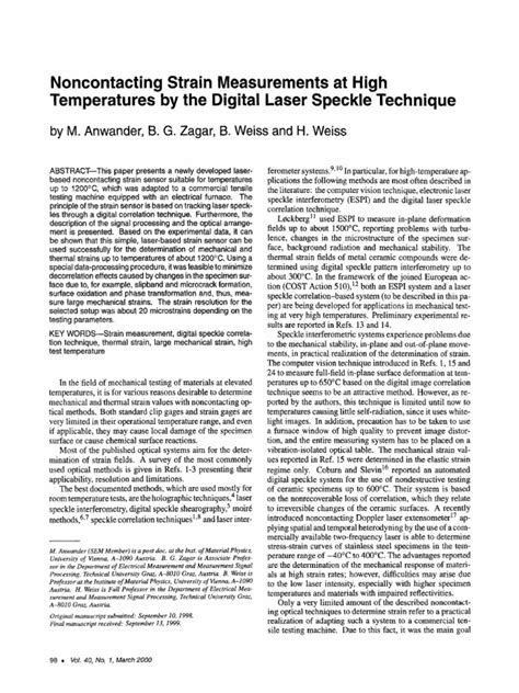 Noncontacting Strain Measurements At High Temperatures By The Digital