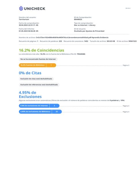 Informe Antiplagio Unicheck Similarity Report 88448625 Pdf Contabilidad Informática