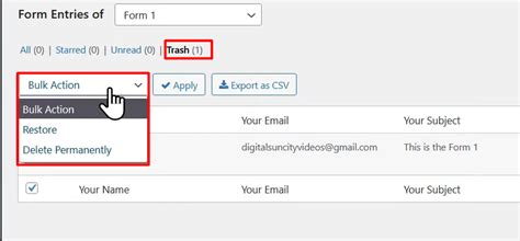 How To Delete All Form Entries Of Contact Form 7 Digital Suncity