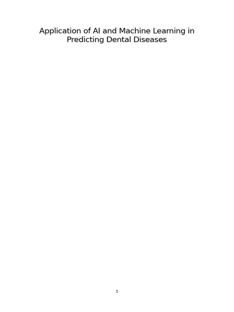 Application Of Ai And Machine Learning In Predicting Dental Diseases Pdf