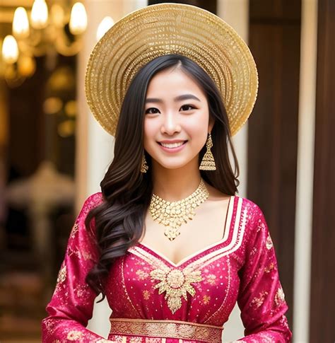 Premium Photo Beautiful Asian Woman Wearing Traditional Thai Dress