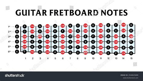 Notes On Guitar Fretboard Vector Illustration Stock Vector Royalty