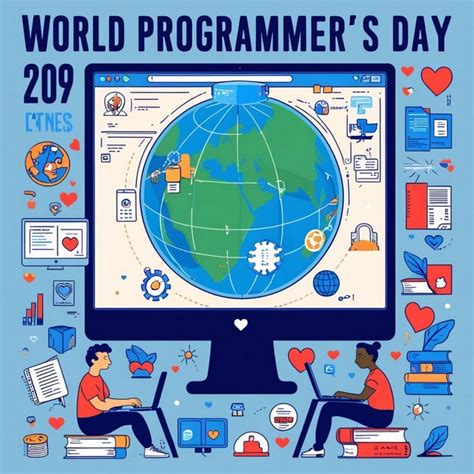 World Programmers Day Poster Graphic Of A Woman Working On A Computer Premium Ai Generated Image